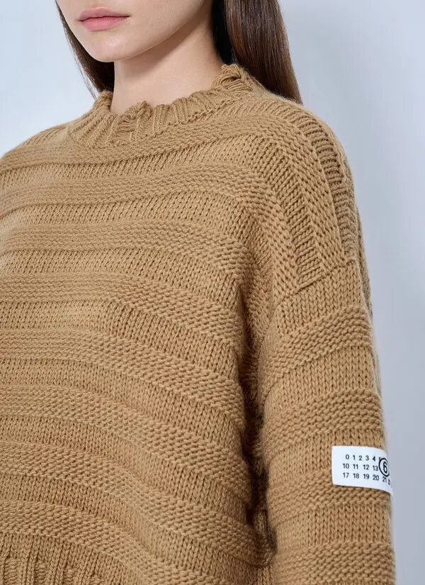 MAISON MARGIELA Ribbed Knit Sweater - Brown