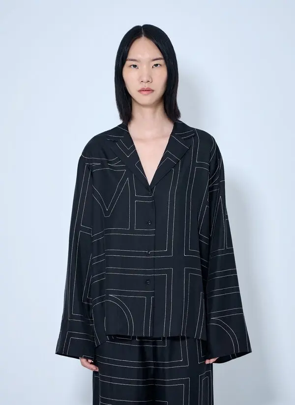TOTEME Monogram Silk Pj Shirt