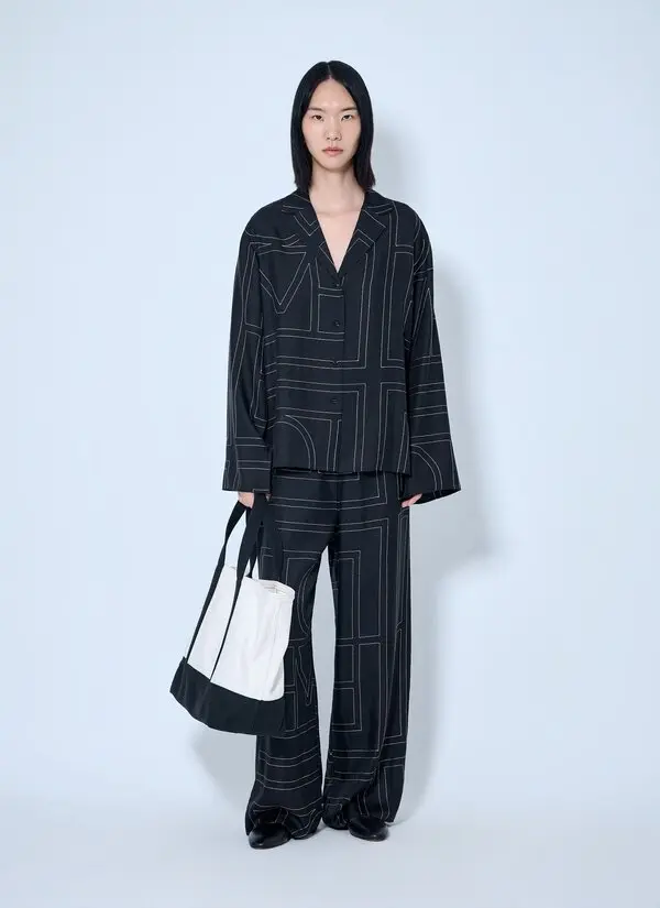 TOTEME Monogram Silk Pj Shirt