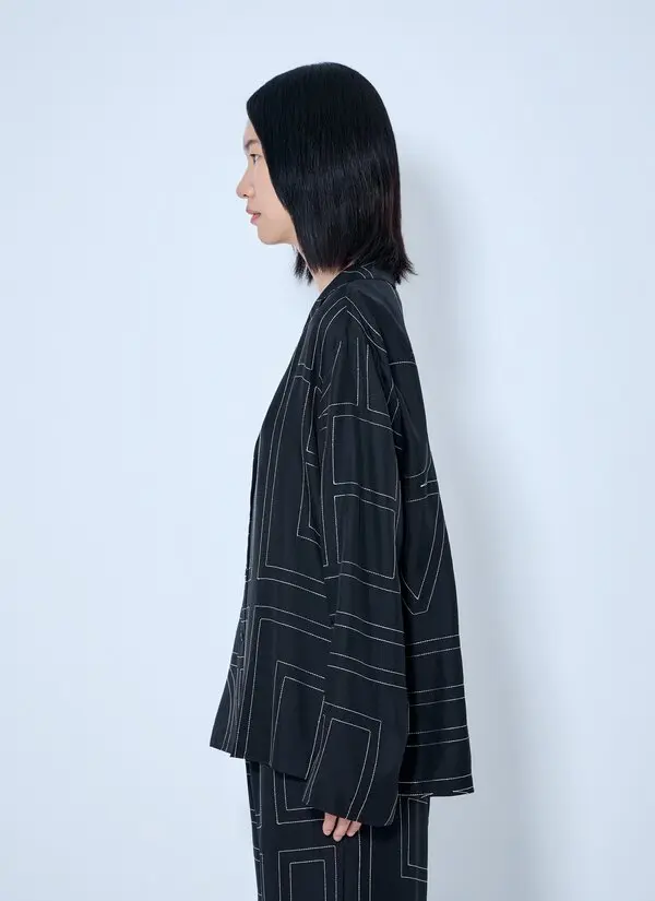 TOTEME Monogram Silk Pj Shirt - Black