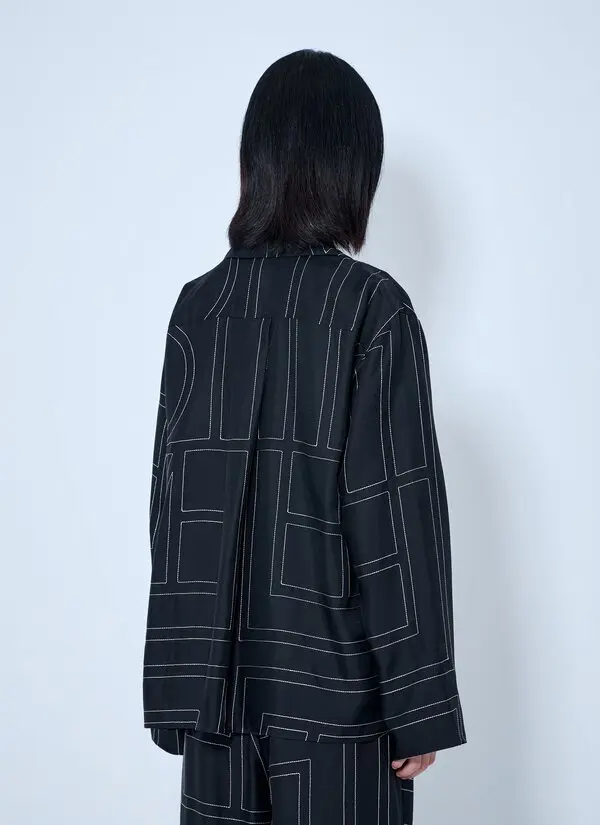 TOTEME Monogram Silk Pj Shirt - Black