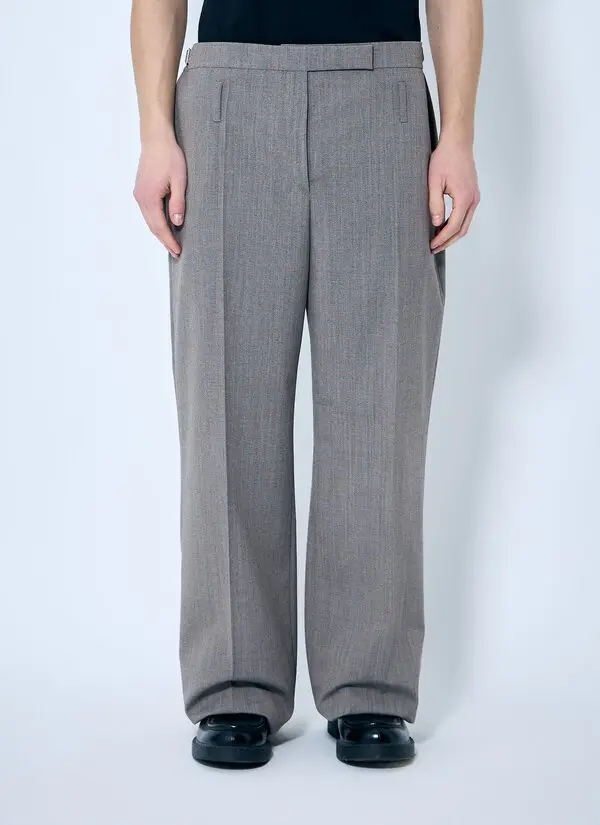 Prada Belted Tailored Wool-blend Pants - Beige