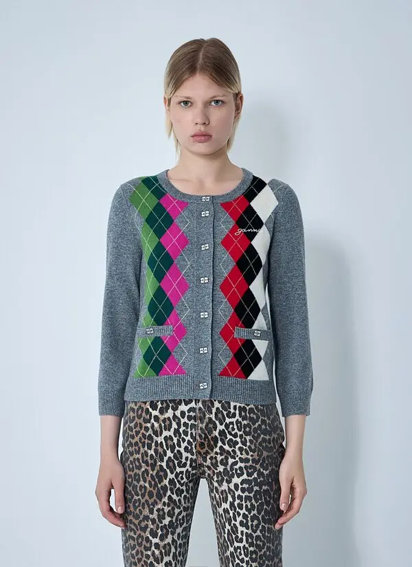 GANNI Cashmere-blend Cardigan - Grey