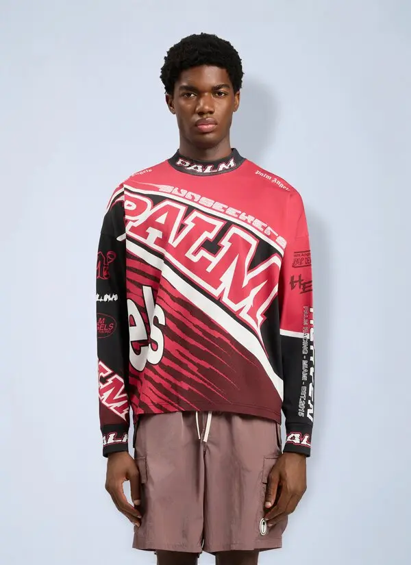 Palm Angels Racing Loose Long-sleeved T-shirt - Red