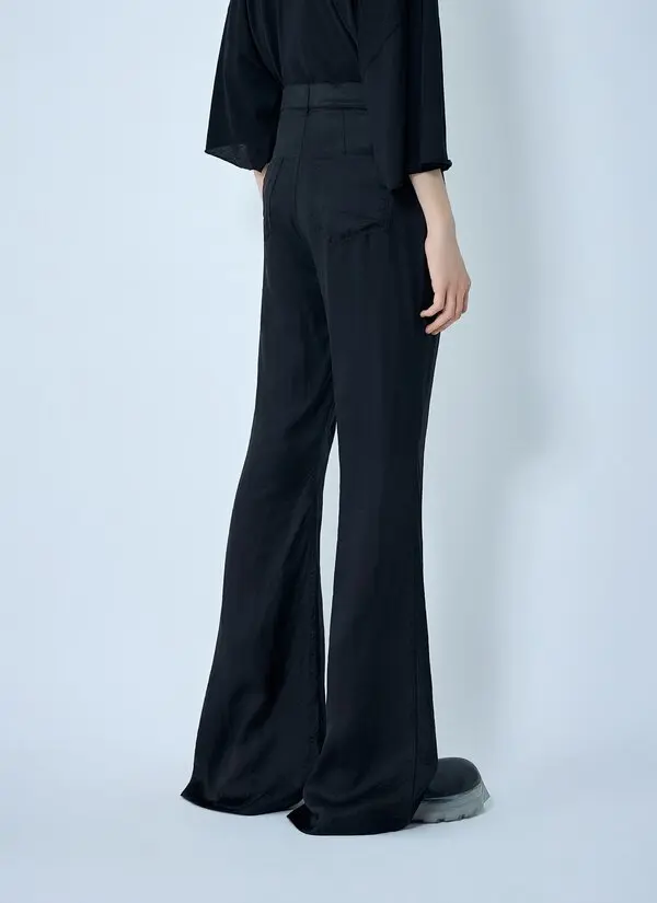 Rick Owens Flared Trousers In Smooth Weave