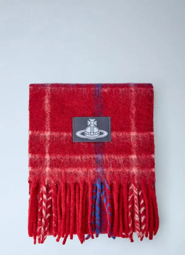 VIVIENNE WESTWOOD Checked Wool Scarf - Red