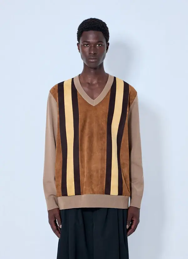Miu Miu V-neck Sweater With Contrast Stripes