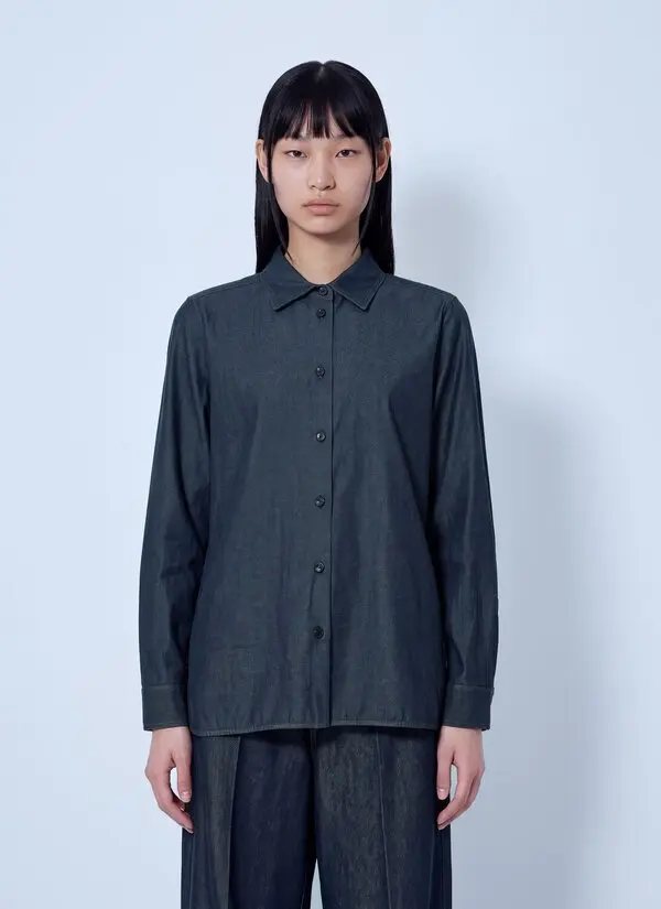 Max Mara Button-down Denim Shirt - Navy