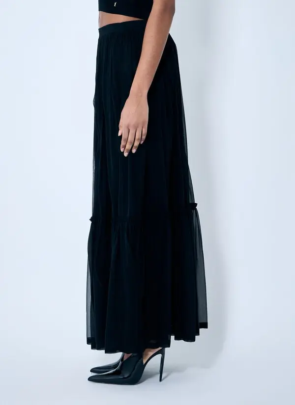 Saint Laurent Ruffled Silk Skirt