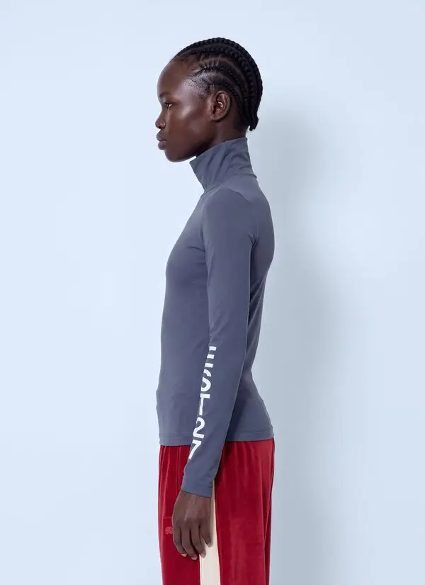 Lacoste Runway High Neck Printed Stretch T-shirt