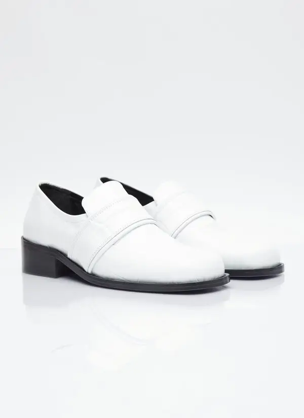 By Far Maxi Croco Embossed Leather Loafers