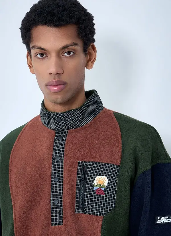 BRAIN DEAD Fleece Pullover With Button Placket