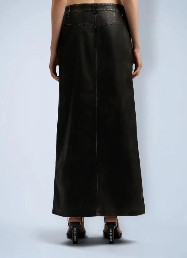 Palm Angels Curved Logo Coated Long Skirt