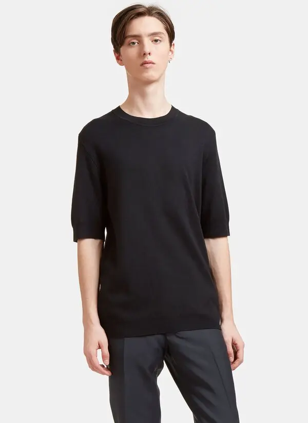 AIEZEN Silk And Cashmere-blend Fine-knit T-shirt - Black