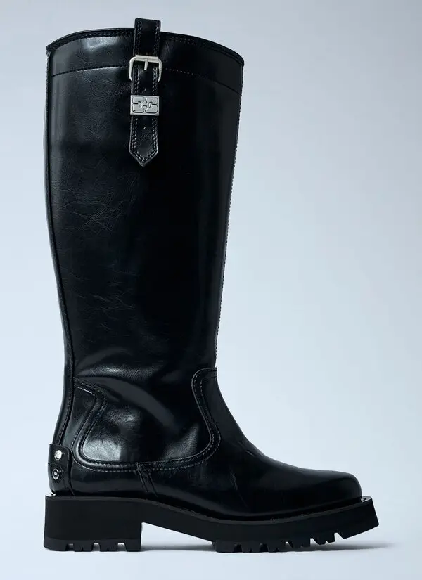 GANNI Studs High Boots - Black