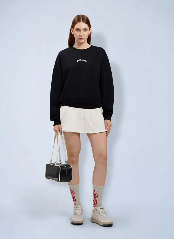 Palm Angels Curved Logo Crop Sweatshirt