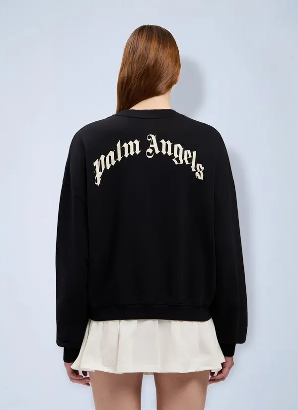 Palm Angels Curved Logo Crop Sweatshirt