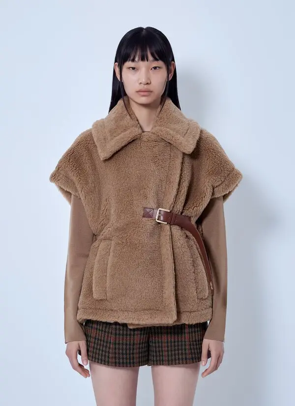 Max Mara Belted Teddy Cape - Camel