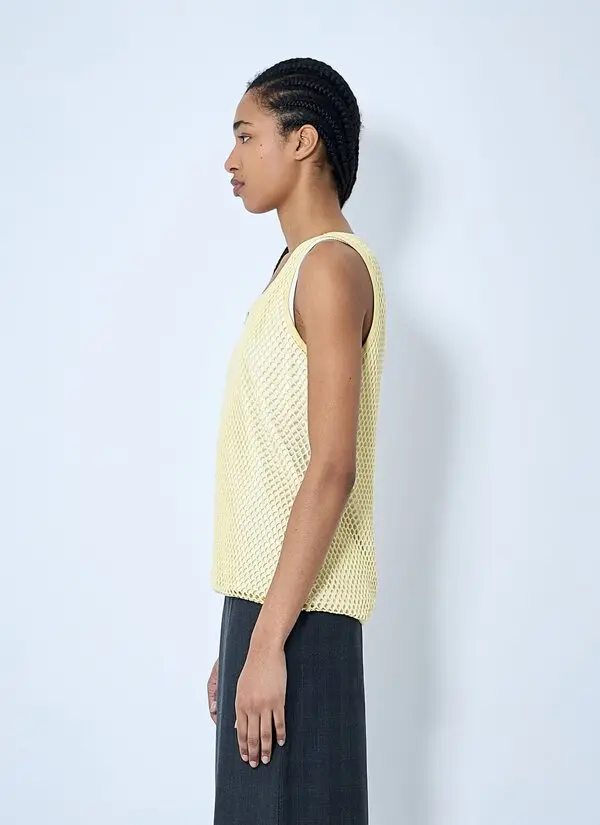 Prada Logo Plaque Open- Knit Tank Top