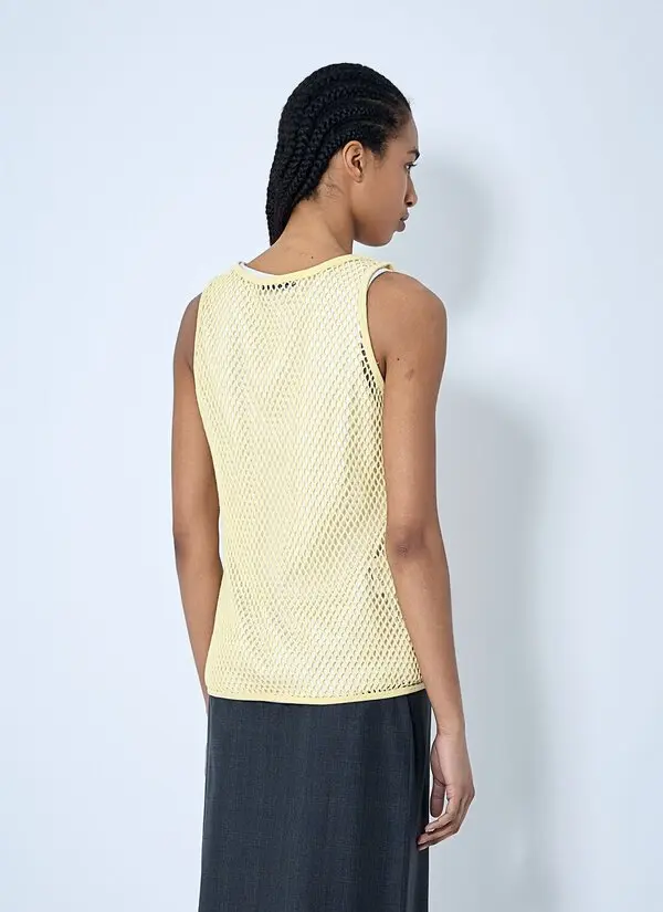 Prada Logo Plaque Open- Knit Tank Top