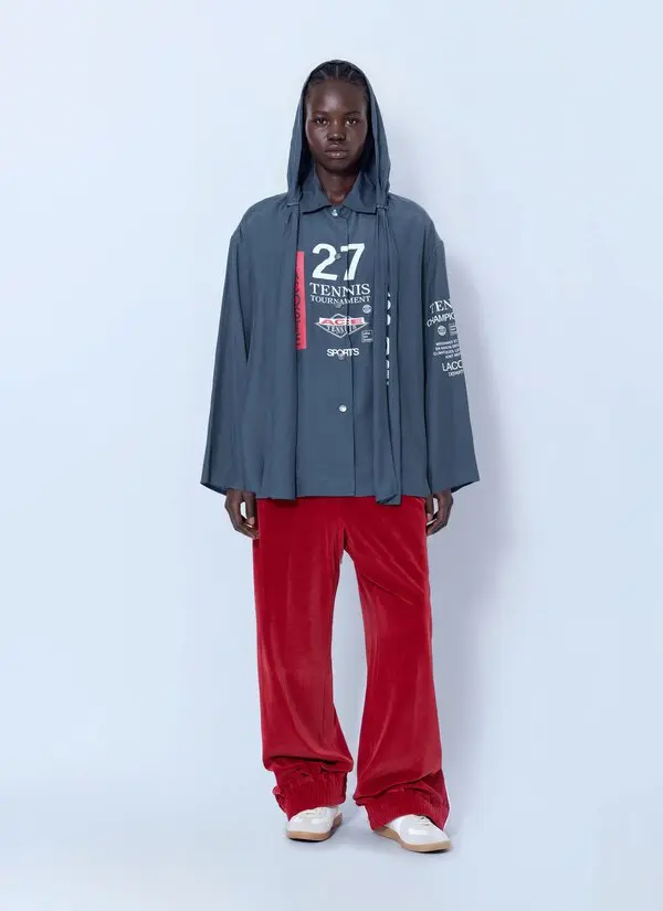 Lacoste Runway Oversized Hooded Print Shirt