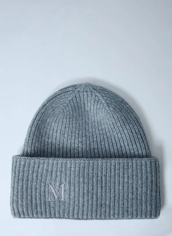 Max Mara Logo Motif Beanie Hat - Light Grey