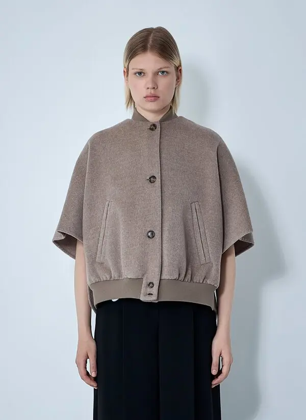 Max Mara Cashmere Logo Motif Poncho - Beige