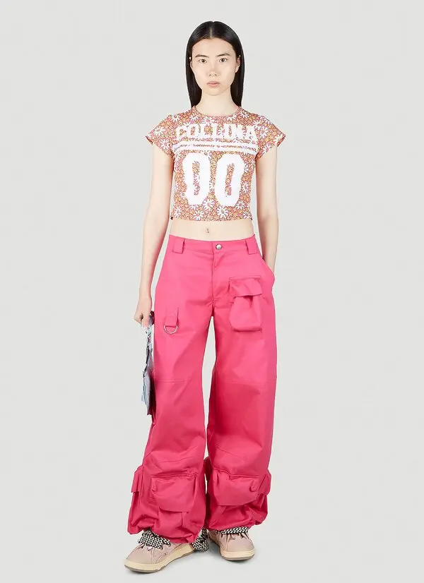 Collina Strada Logo Print Floral T-shirt