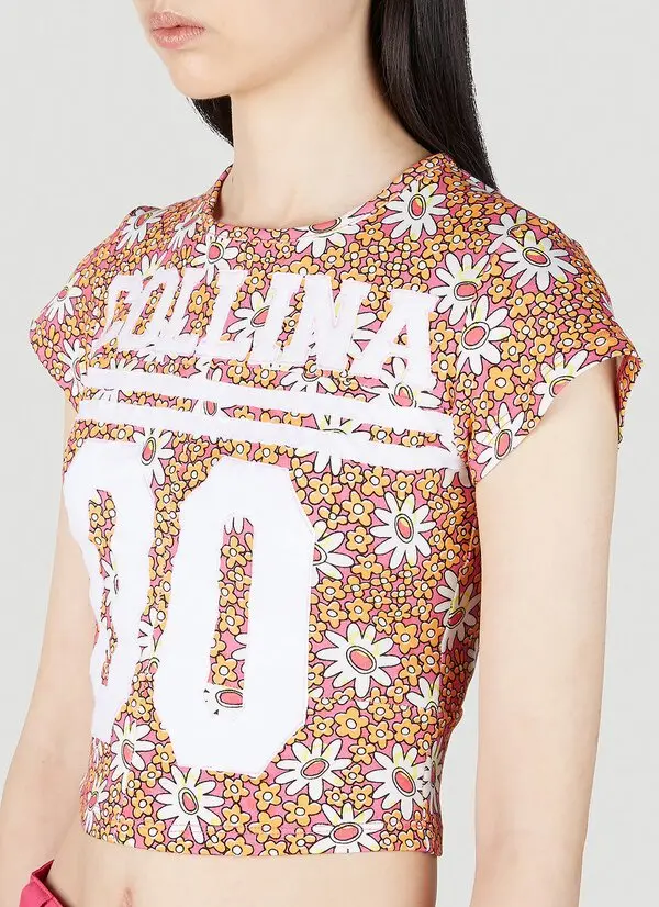 Collina Strada Logo Print Floral T-shirt