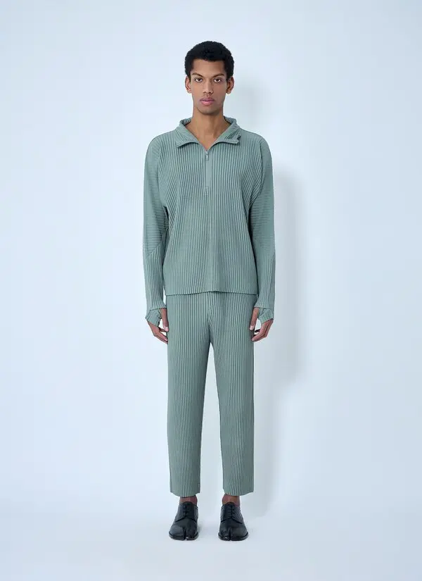 Issey Miyake Pleated Quater Zip-up Sweatshirt