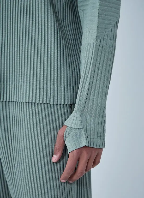 Issey Miyake Pleated Quater Zip-up Sweatshirt