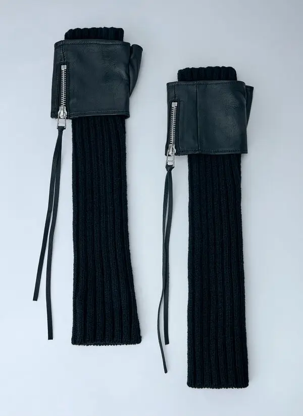 Yohji Yamamoto Long Ribbed Leather Gloves