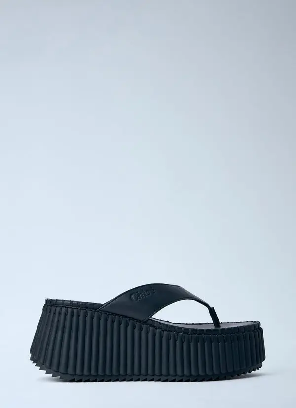Chloé Nama Wedge Sandals - Black