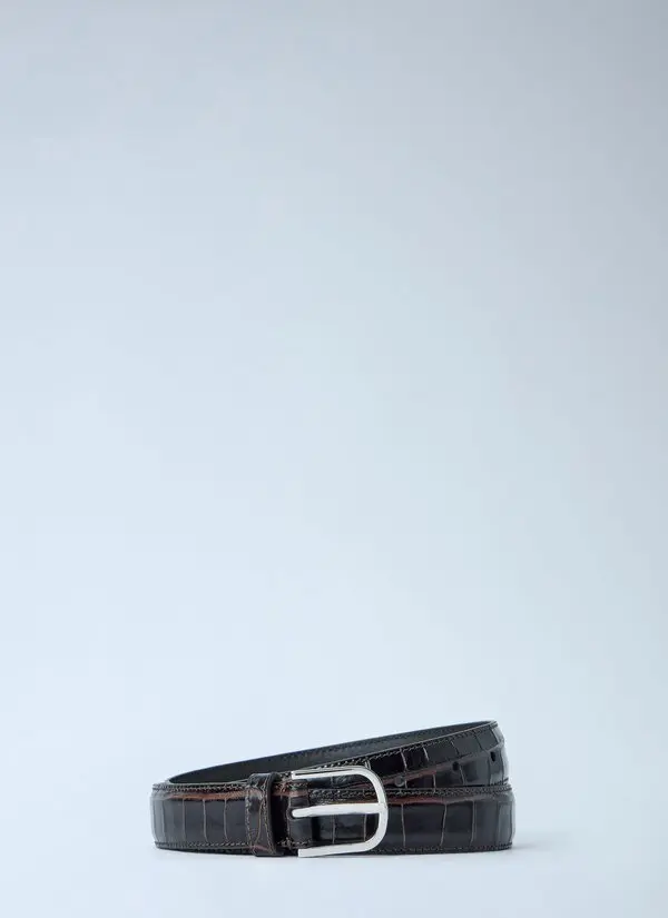 TOTEME Slim Croco-embossed Belt