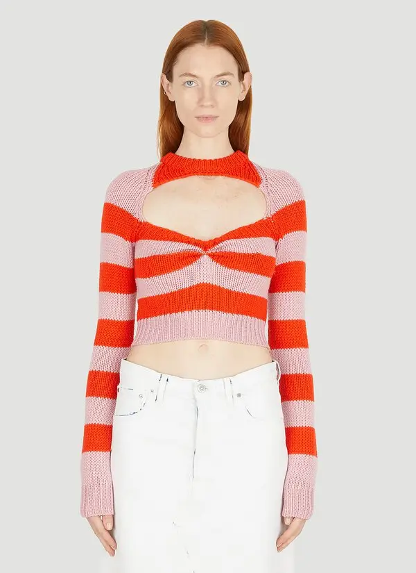 Marni Cut Out Striped Knit Top - Pink