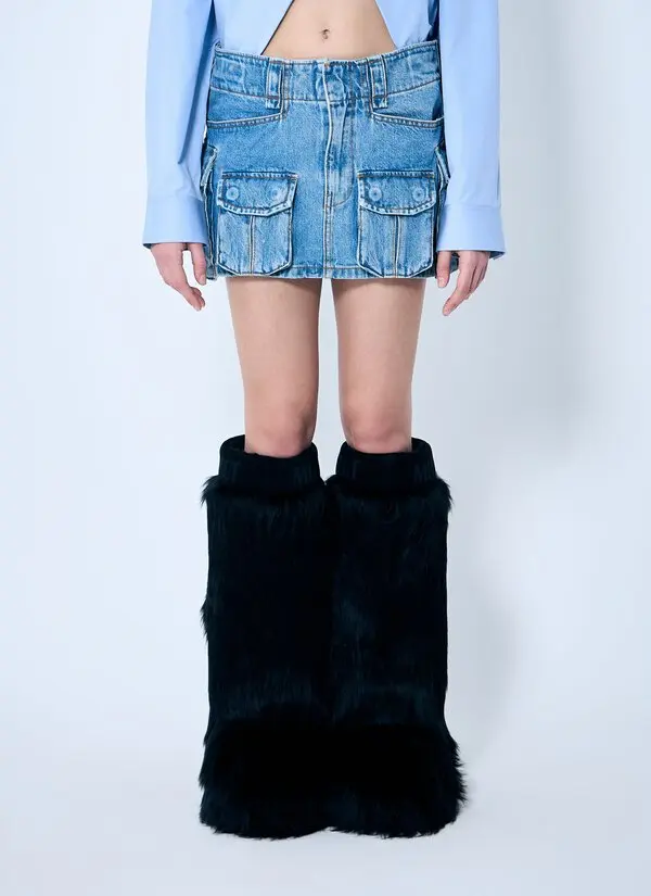 Alexander Wang Cargo Denim Mini Skirt - Blue