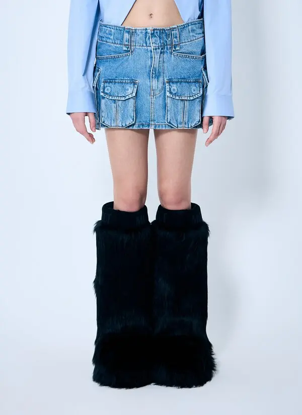 Alexander Wang Cargo Denim Mini Skirt - Blue