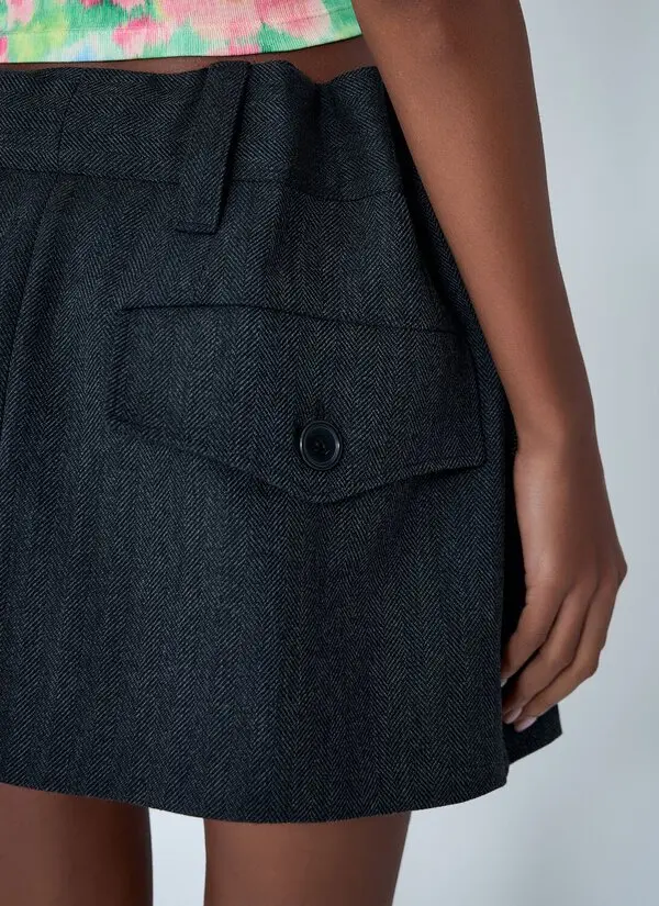 Prada Chevron Wool Mini Skirt