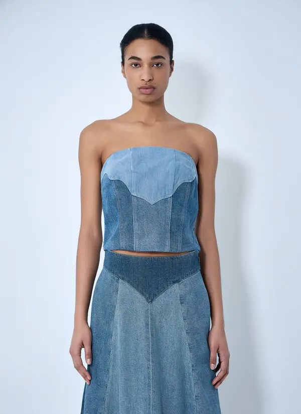 LEVI'S Structured Denim Bustier Top - Blue