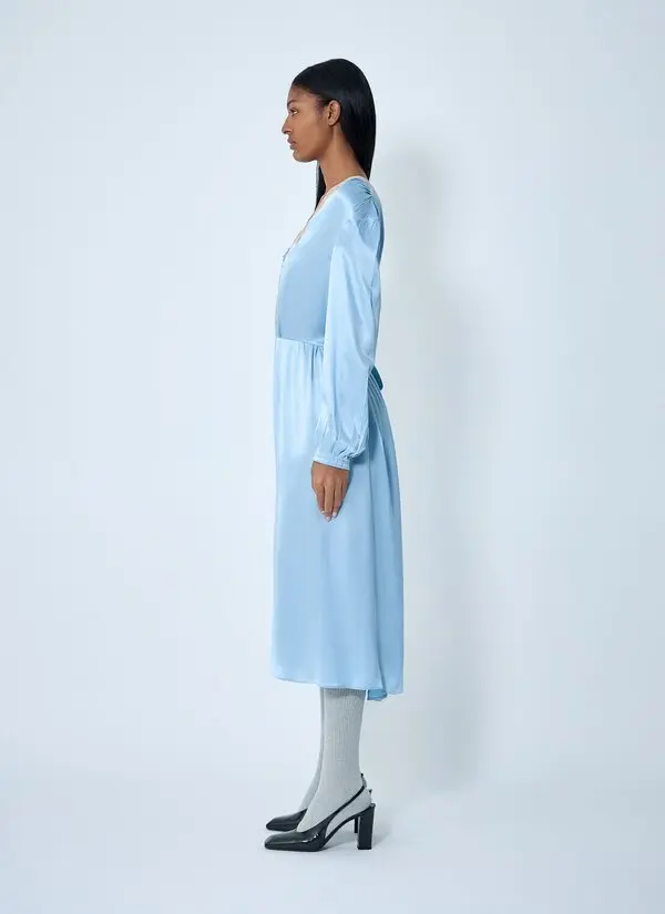 Prada Satin Crepe And Lace Dress