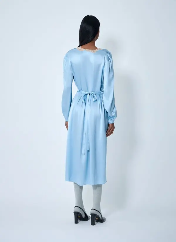 Prada Satin Crepe And Lace Dress
