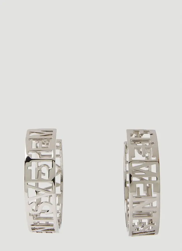 Vetements Logo Hoop Earrings - Silver