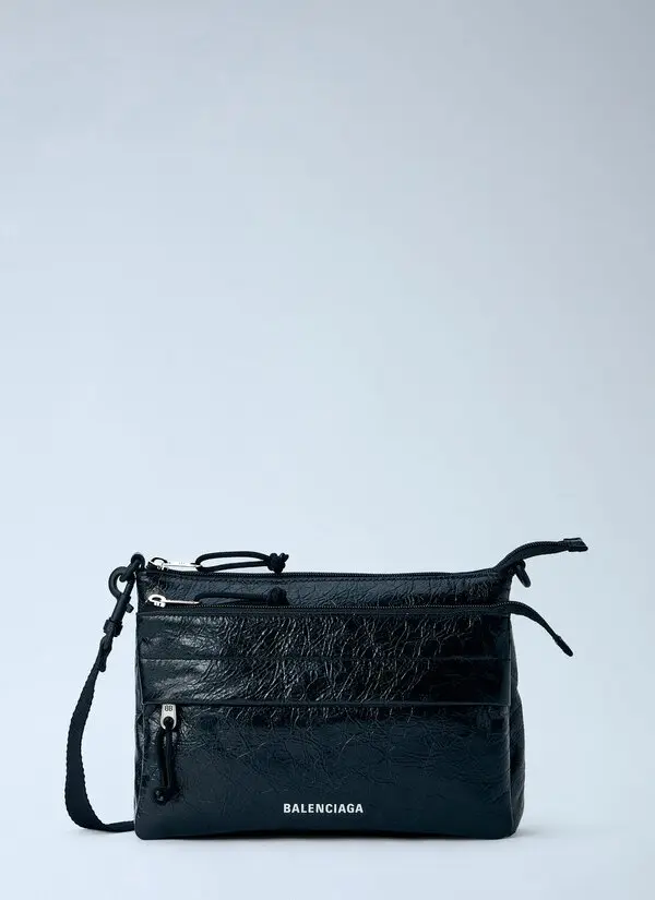 Balenciaga Explorer Double Pouch Messenger Bag - Black