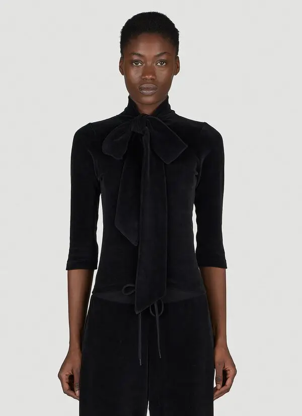 Balenciaga Scarf Turtleneck Terry-cloth Blouse - Black