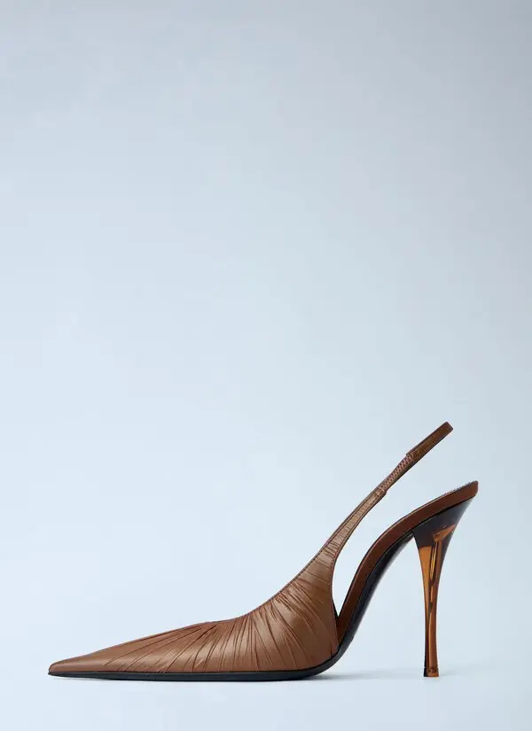 Saint Laurent Slingback Stiletto Heels - Brown