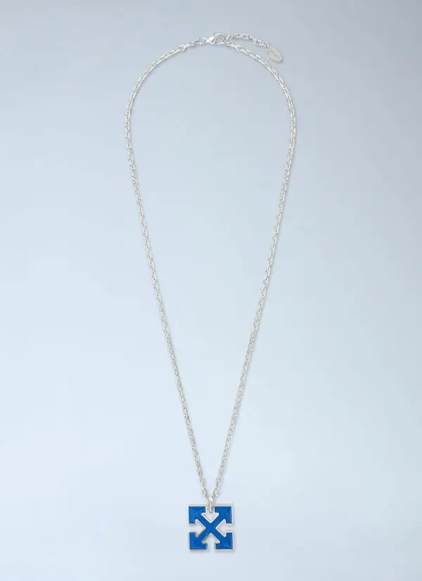Off-White Enamel Arrow Necklace - Grey
