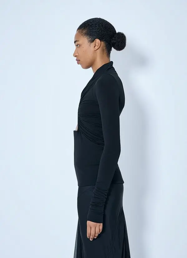 Rick Owens Jersey Ls Prong Top - Black