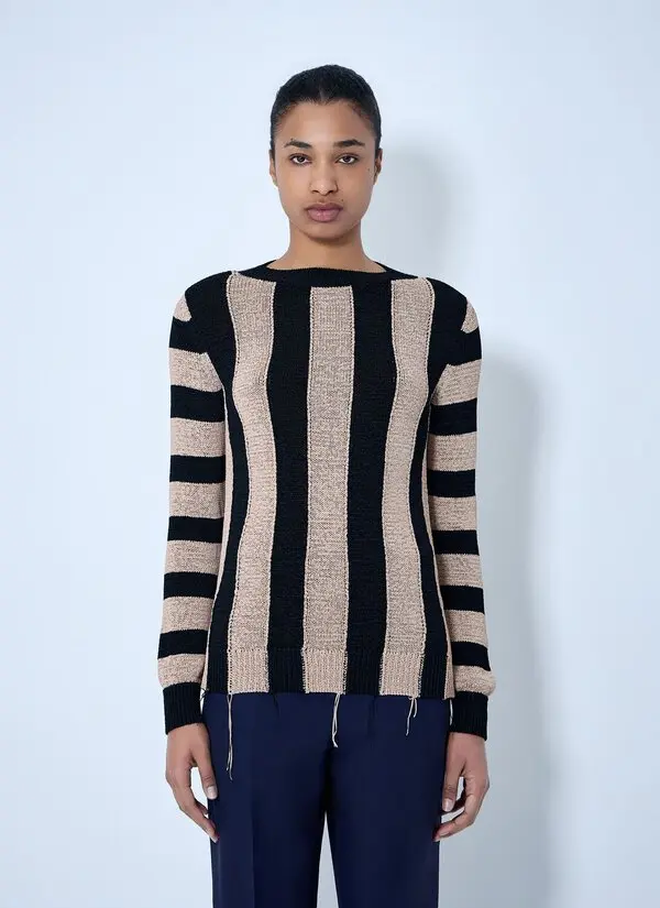 Dries Van Noten Striped Knit Sweater - Black