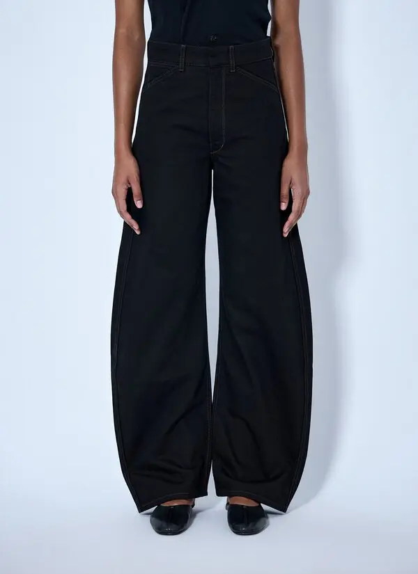 LEMAIRE High Waisted Curved Pants - Black