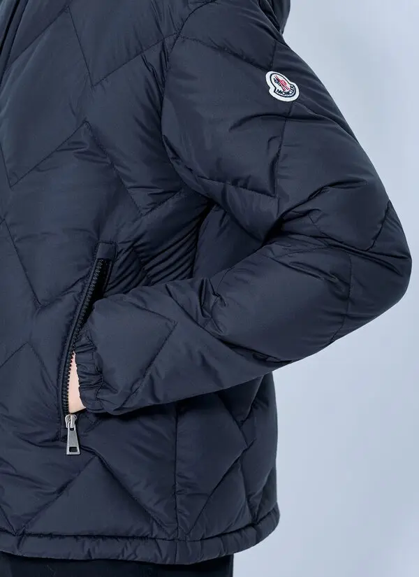 Moncler Arvouin Hooded Diamond-quilted Short Down Jacket - Black